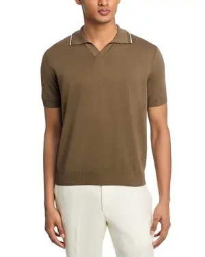 Canali Johnny Collar Cotton Polo Shirt - Brown
