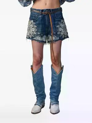 R13 Bandana-print Frayed Denim Shorts