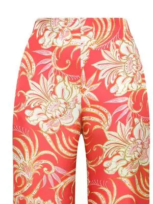 Malìparmi Floral-print Silk Trousers - Red