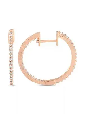 LB EXCLUSIVE 14k Rose Gold Diamond Hoop Earrings