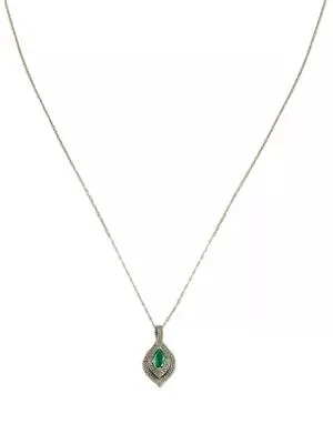 LB EXCLUSIVE 14k White Gold Diamond And Emerald Pendant Necklace - Silver