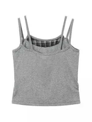 Izzue Heart-plaque Layered Top - Grey