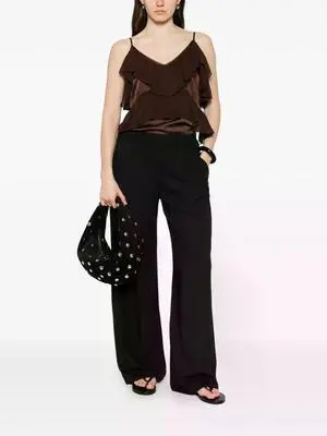 Dixie Pleated Wide-leg Trousers - Black