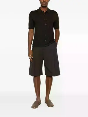CENERE GB Ribbed Short-sleeves Shirt - Brown