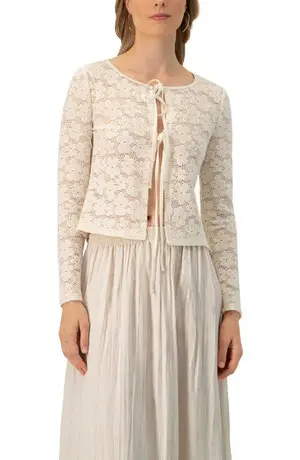 IVONNE Long Sleeve Knitted Lace Blouse