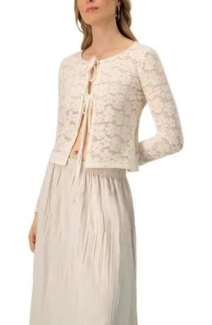 IVONNE Long Sleeve Knitted Lace Blouse