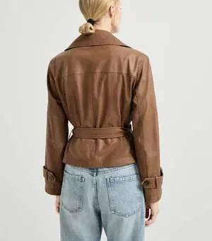 Brunello Cucinelli Nappa Leather Cropped Trench Coat