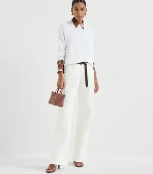 Brunello Cucinelli Cotton Monili-detail Crew Neck Sweater