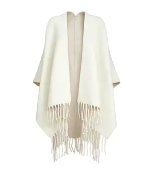 Brunello Cucinelli Wool-cashmere Reversible Poncho - White