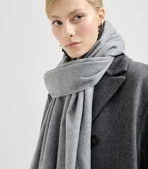 Brunello Cucinelli Cashmere Double-knit Scarf - Grey