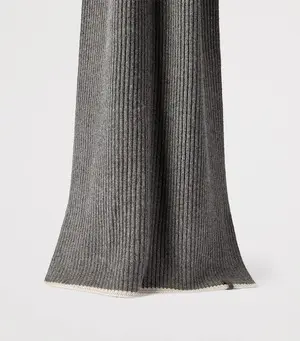 Brunello Cucinelli Cashmere Ribbed Monili-detail Scarf - Grey