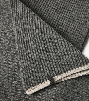 Brunello Cucinelli Cashmere Ribbed Monili-detail Scarf - Grey