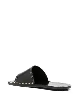 TOTEME Studded Contrast-stitch Leather Slides