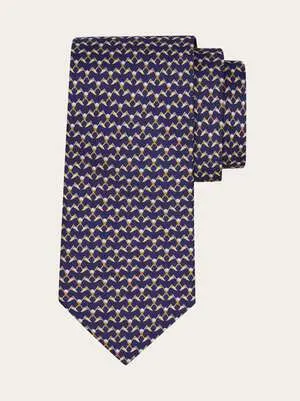 FERRAGAMO Printed Silk Tie - Blue