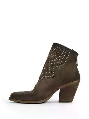 METISSE Suede Ankle Boots With Crystal Embellishments