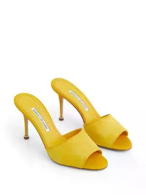 Manolo Blahnik Larache 90 Suede Sandals - Yellow