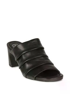 Ash Eva Ruched Leather Block Heel Sandals