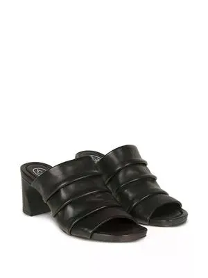 Ash Eva Ruched Leather Block Heel Sandals