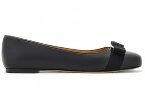 FERRAGAMO Varina Nappa Leather Ballet Flats - Black