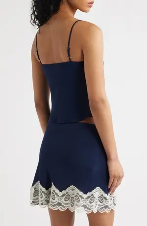 BELLA VENICE Josephine Sweetheart Neck Chiffon Crop Camisole - Navy
