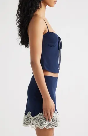 BELLA VENICE Josephine Sweetheart Neck Chiffon Crop Camisole - Navy