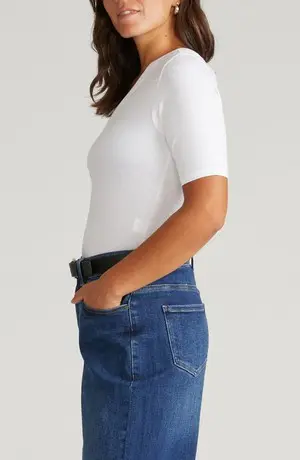 Universal Standard Stripe Cotton Jersey T-shirt - White