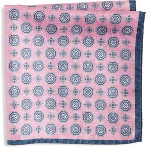 Nordstrom Medallion Reversible Silk Pocket Square - Pink
