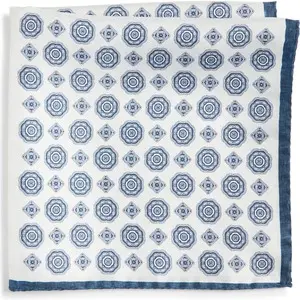 Nordstrom Medallion Reversible Silk Pocket Square - White