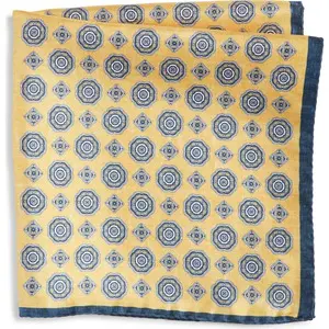 Nordstrom Medallion Reversible Silk Pocket Square - Yellow
