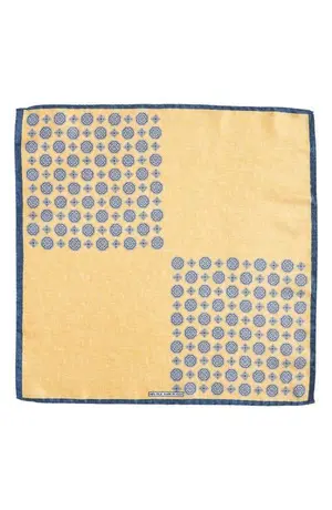 Nordstrom Medallion Reversible Silk Pocket Square - Yellow