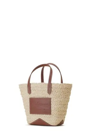 LANVIN Small Catch Basket Bag In Woven Straw And Leather - Beige