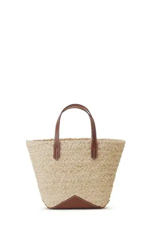 LANVIN Small Catch Basket Bag In Woven Straw And Leather - Beige