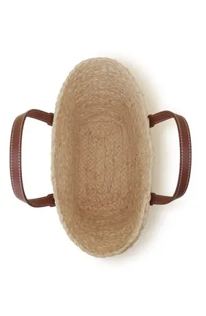 LANVIN Small Catch Basket Bag In Woven Straw And Leather - Beige