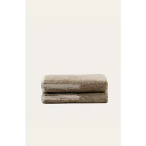 ITALIC Sorrel 2-piece Washcloth Set - Tan & Ecru