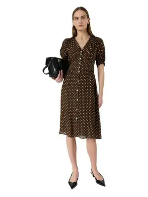 Gerard Darel Rohya V-neck Polka Dot Midi Dress