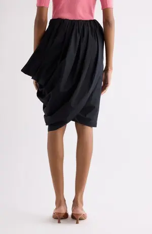 Chloé Draped Organic Cotton Poplin Skirt - Black
