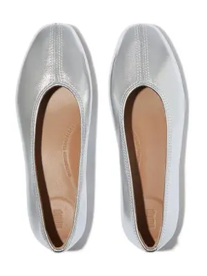 Fitflop Delicato High-cut Leather Ballet Flats - Silver