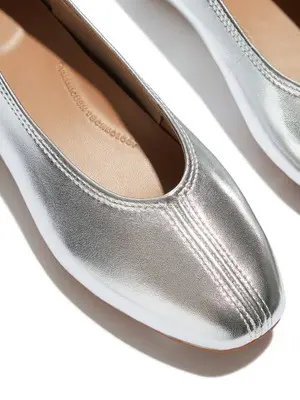 Fitflop Delicato High-cut Leather Ballet Flats - Silver