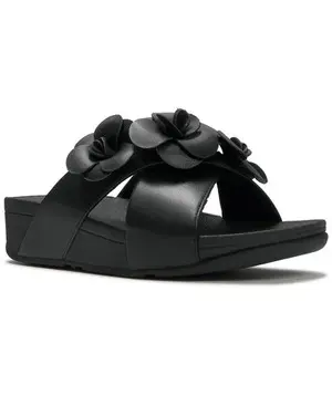 Fitflop Lulu Flower Cross Slides - Black