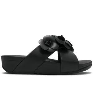 Fitflop Lulu Flower Cross Slides - Black