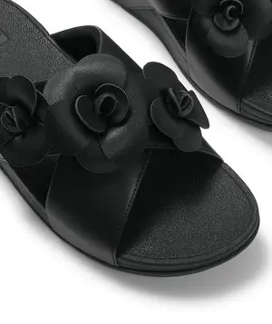 Fitflop Lulu Flower Cross Slides - Black