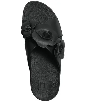 Fitflop Lulu Flower Cross Slides - Black