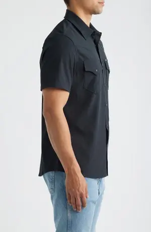 Tecovas Performance Western Short Sleeve Button-up Shirt - Black
