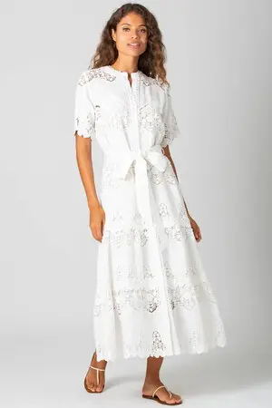 Miguelina Romilly Cloisters Embroidery Maxi Dress - Neutral