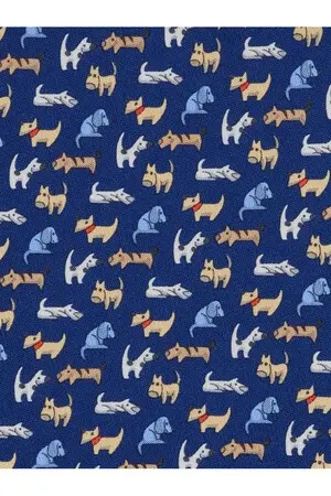 FERRAGAMO Dog Print Silk Necktie - Blue