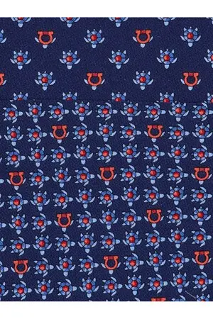 FERRAGAMO Turtles Print Silk Tie - Blue
