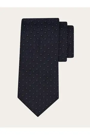 FERRAGAMO Gancini Silk Jacquard Neck Tie - Blue