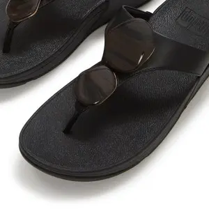 Fitflop Lulu Marbled Stone Toe Post Sandals - Black