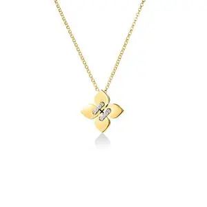 Roberto Coin 18k Yellow And White Gold Diamond Flower Necklace - Tt