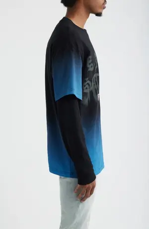 SANTO STUDIO Ryan Sheckler Edition Graphic Layered Long Sleeve Cotton T-shirt